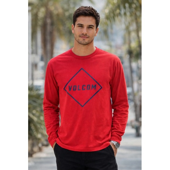 Volcom | Shirts | Nwot Volcom Men Iconic Stone Logo Red Long Sleeve ...